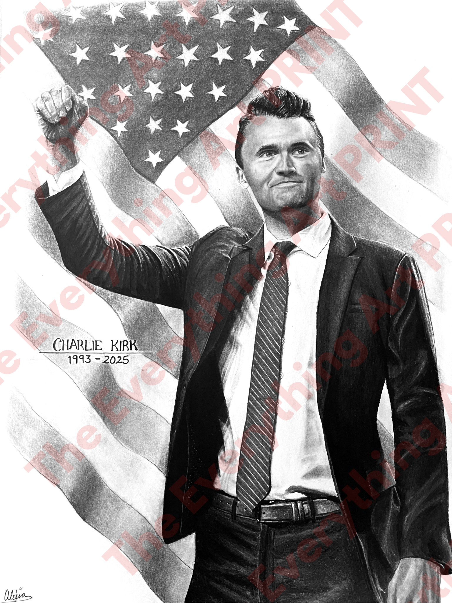 Charlie Kirk Remembrance Drawing The Everything Art
